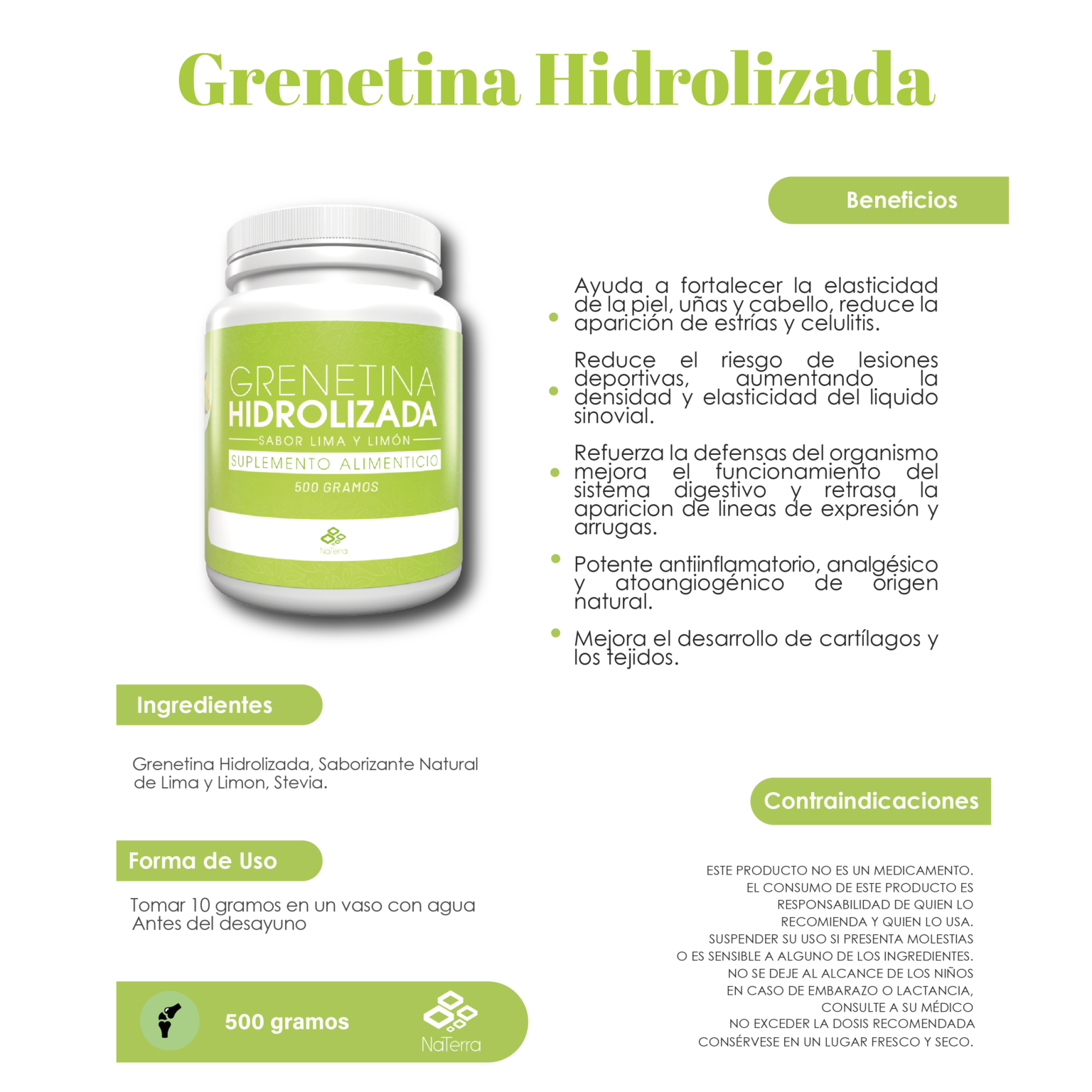 Grenetina Lima-Limon 500 gramos – NATERRA